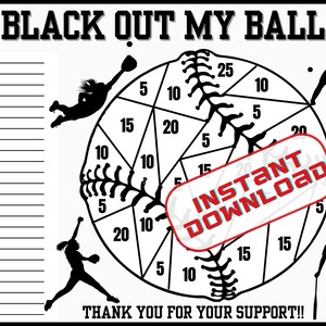 Softball Black Out My Ball, Fill My Softball, Black Out Board, Pick a ...