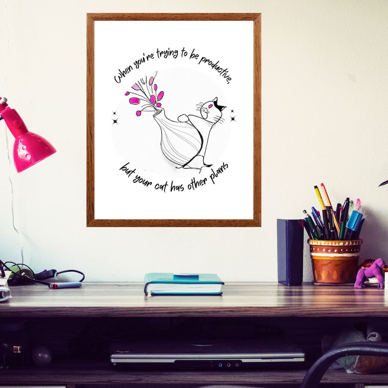 Cat Memes Poster Printable, Meme Cat Painting, Dorm Room Decor, Cat ...