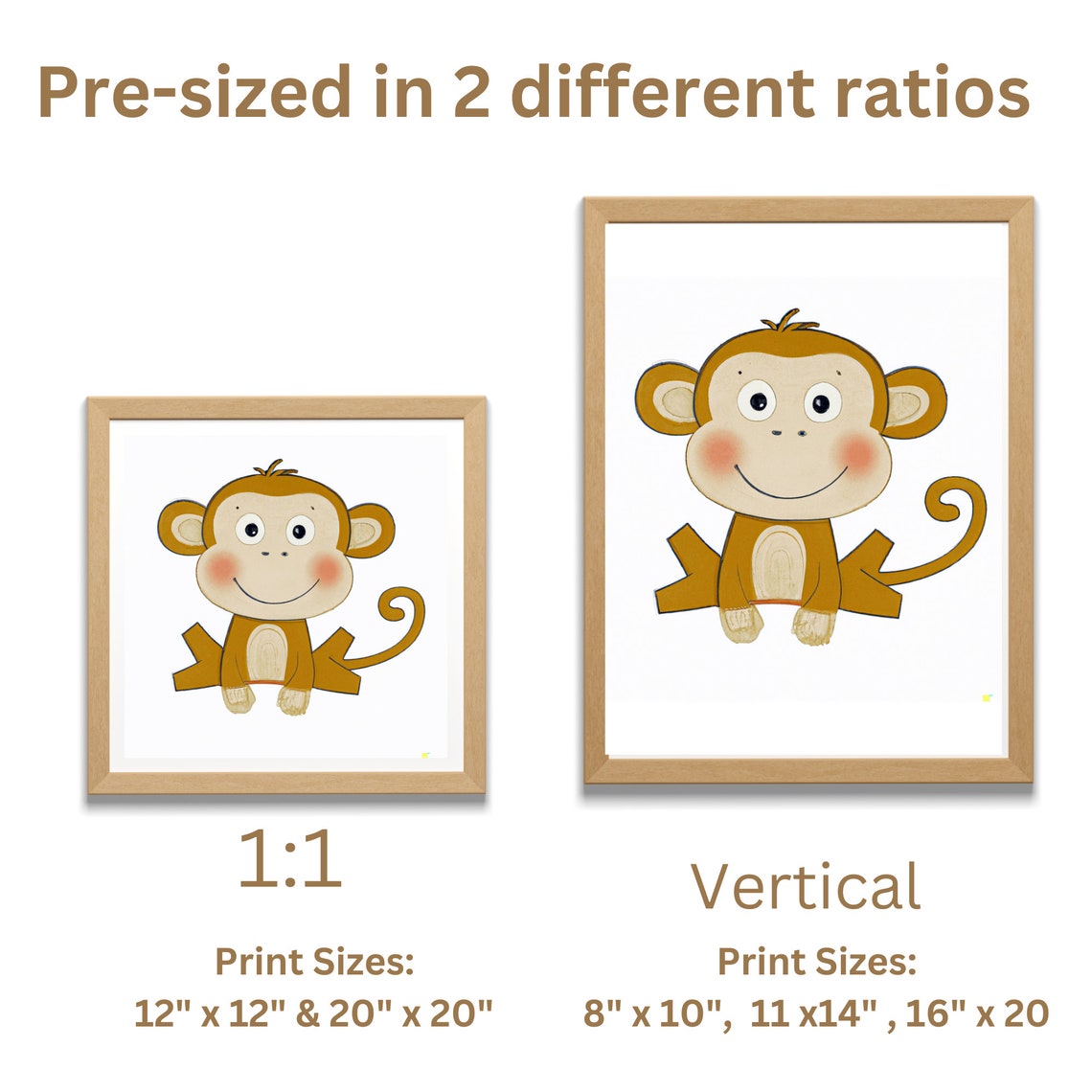 Monkey Print for Nursery, Printable Monkey Art, Nursery Wall Art Decor ...