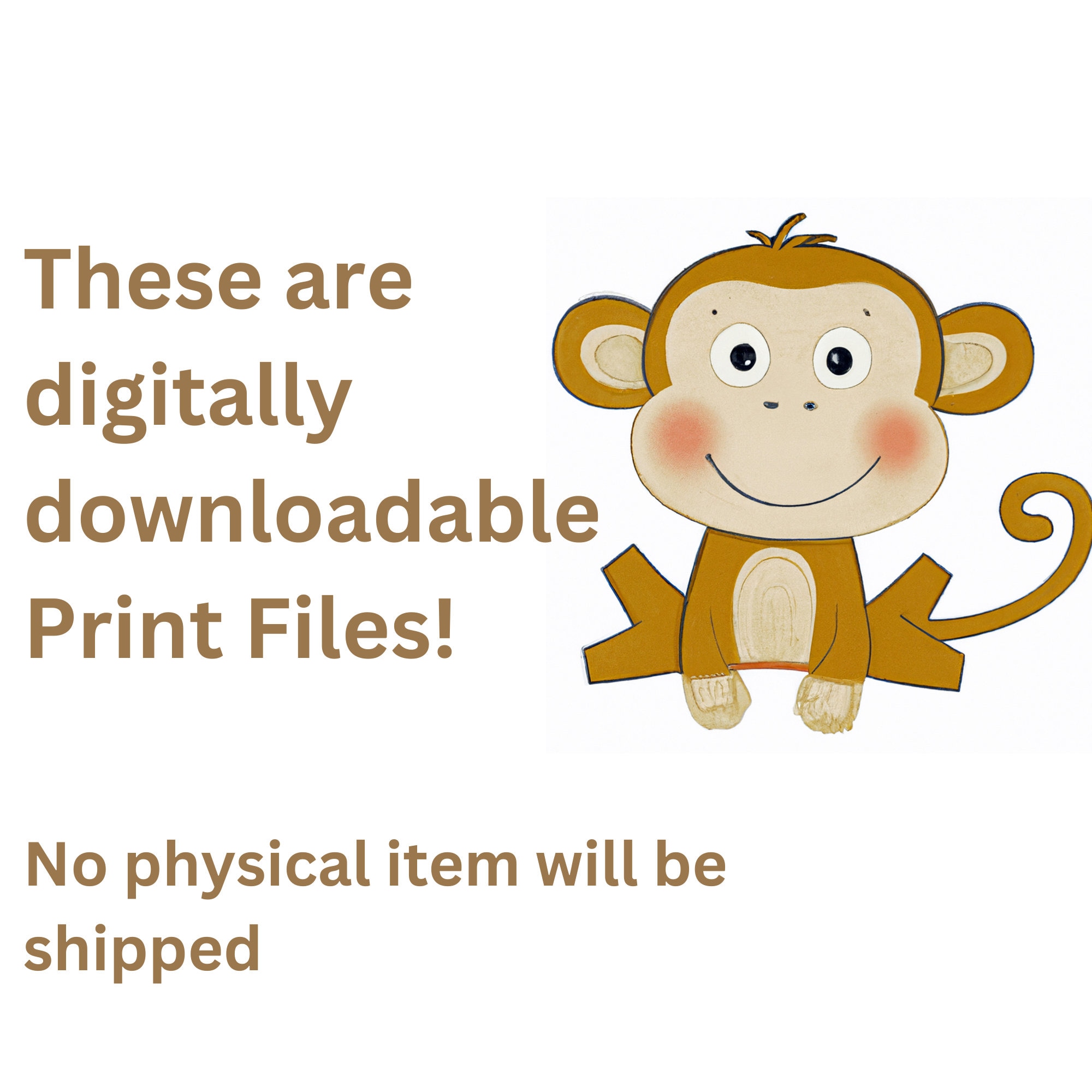 Monkey Print for Nursery, Printable Monkey Art, Nursery Wall Art Decor ...