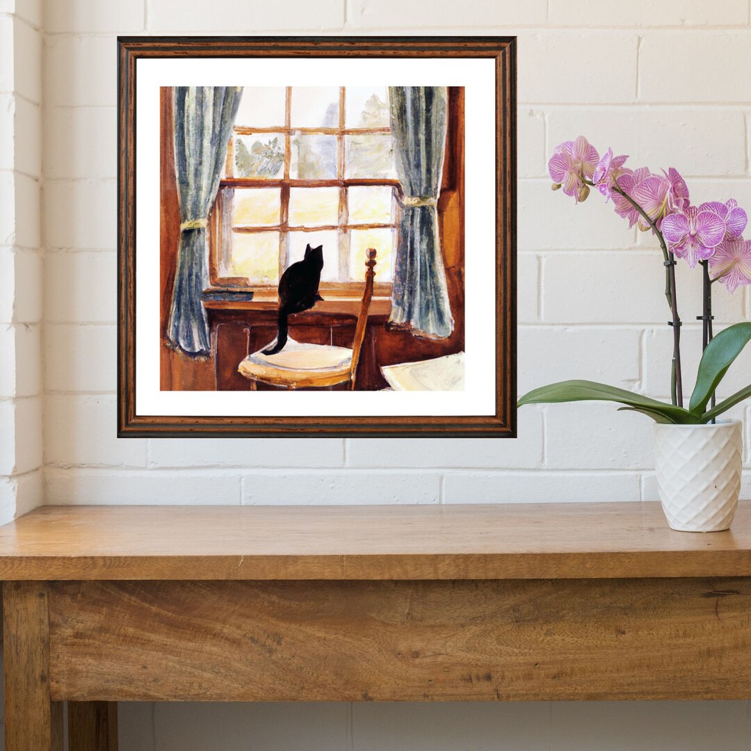 Cat Watercolor Print Country House Printable Dorm Room Decor Cat Poster ...