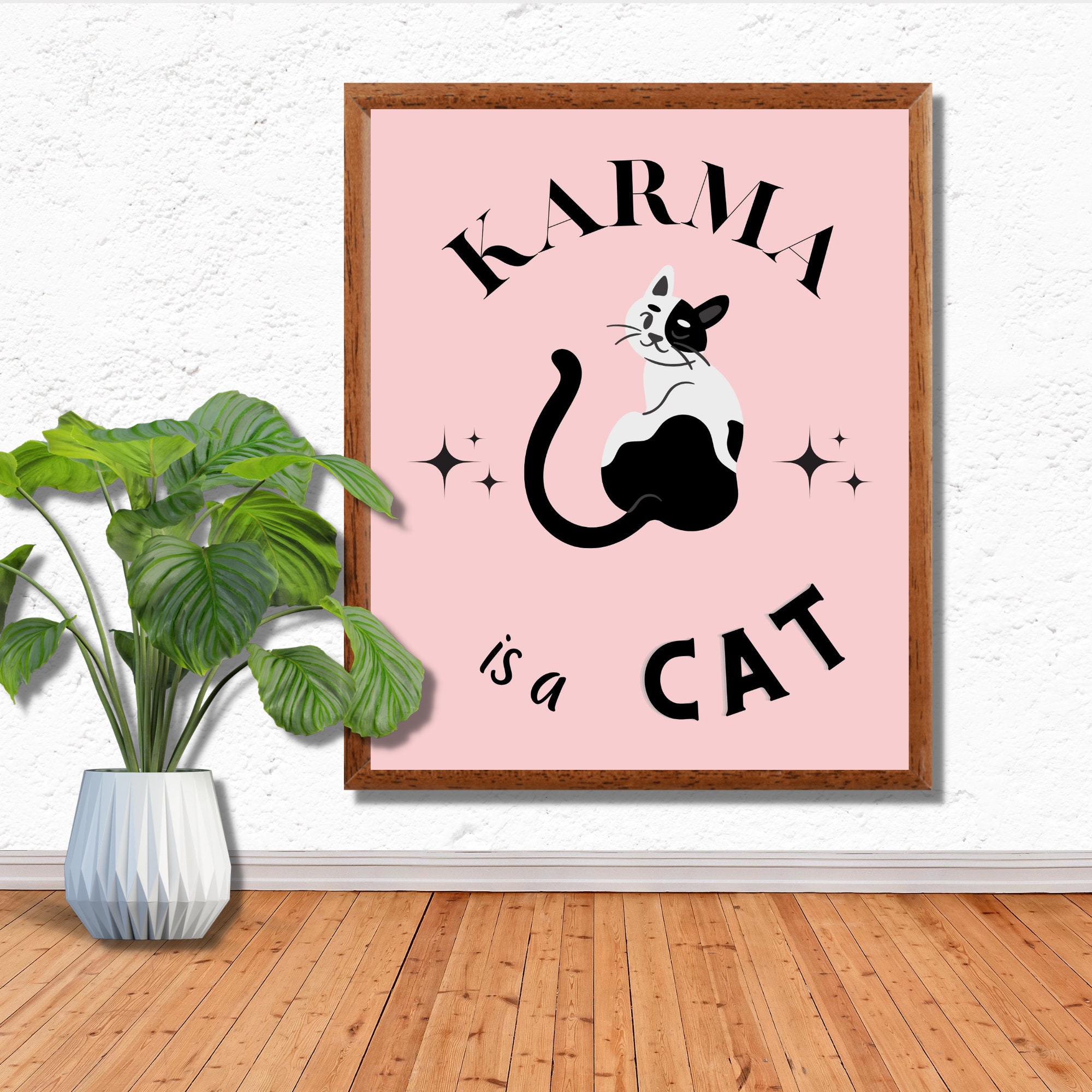Karma is a Cat Pink Poster Printable, Dorm Room Decor, Cat Poster, Cat ...