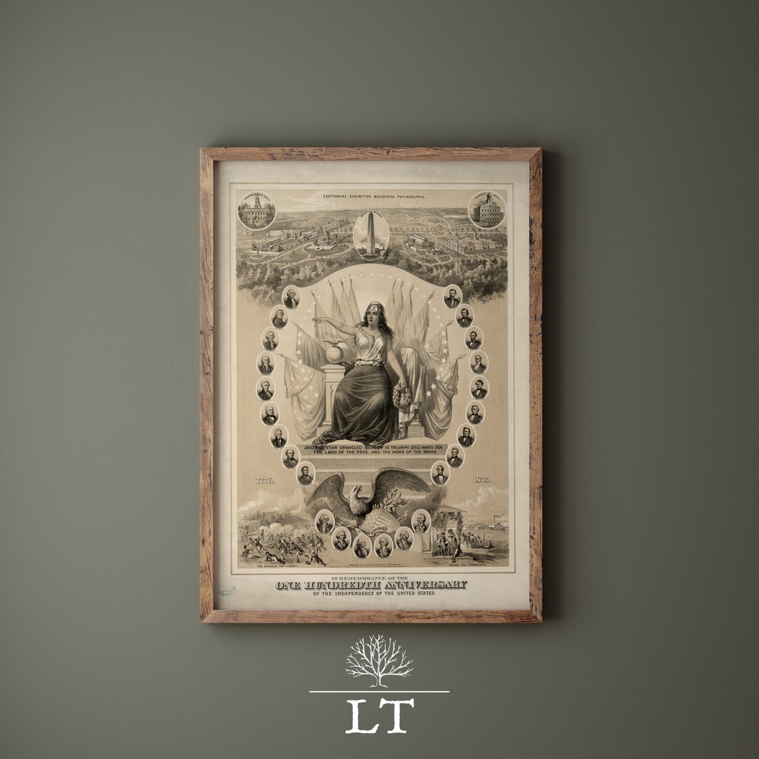1876 USA Centennial Remembrance Patriotic Printable Art, Vintage ...