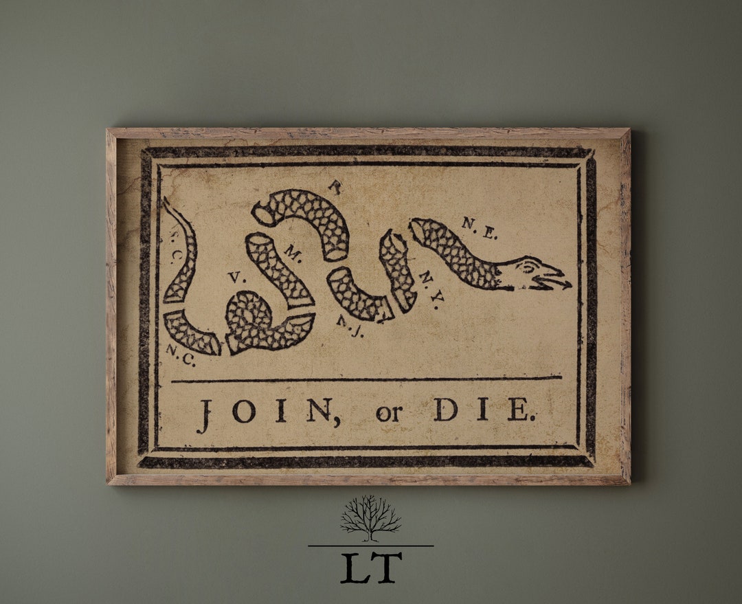 Vintage Theme Patriotic Join or Die Flag Historical Wall Art for ...