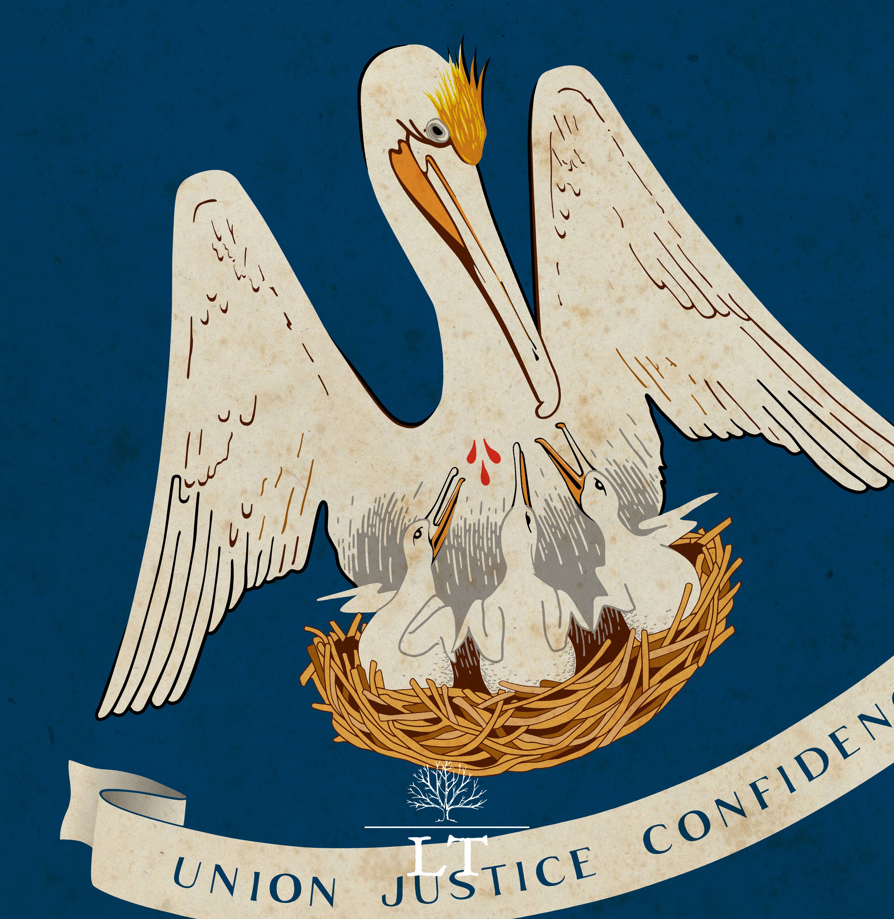 Louisiana State Flag Vintage Printable Art Louisiana State - Etsy