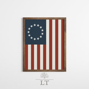 Colonial Betsy Ross Flag Print, Vertical Hanging Betsy Ross Flag ...