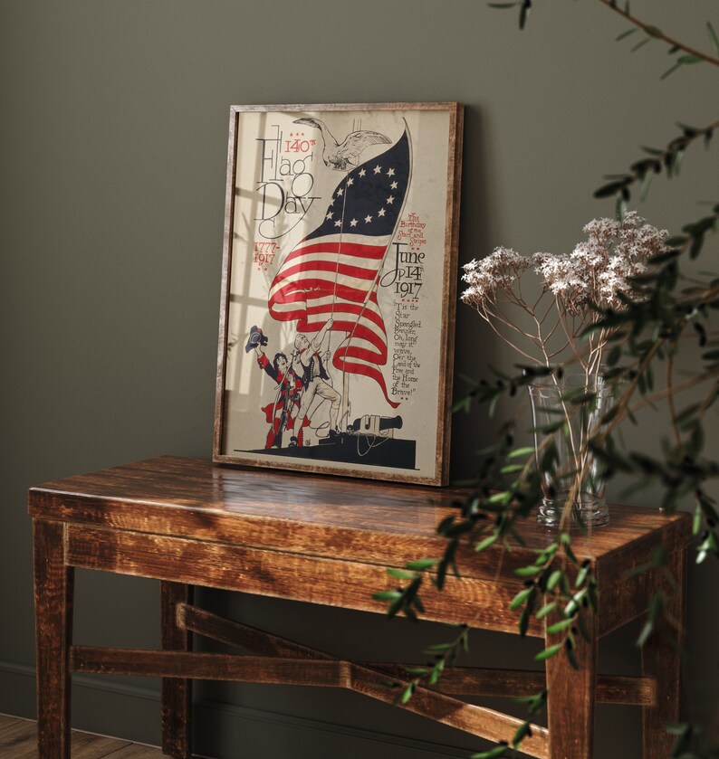 Vintage Patriotic Poster | Flag Day Printable | Vintage Americana Print ...
