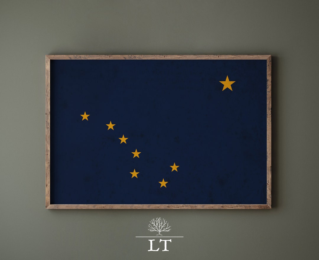 Alaska State Flag Printable Vintage Flag Printable Patriotic Wall Art ...