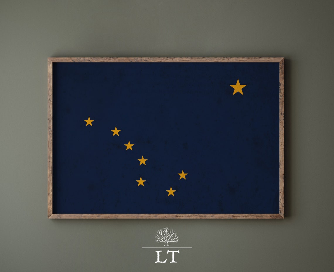 Alaska State Flag Printable Vintage Flag Printable Patriotic Wall Art ...