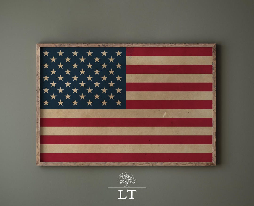 Vintage American Flag Poster Print, Large US Flag Poster, Printed and ...