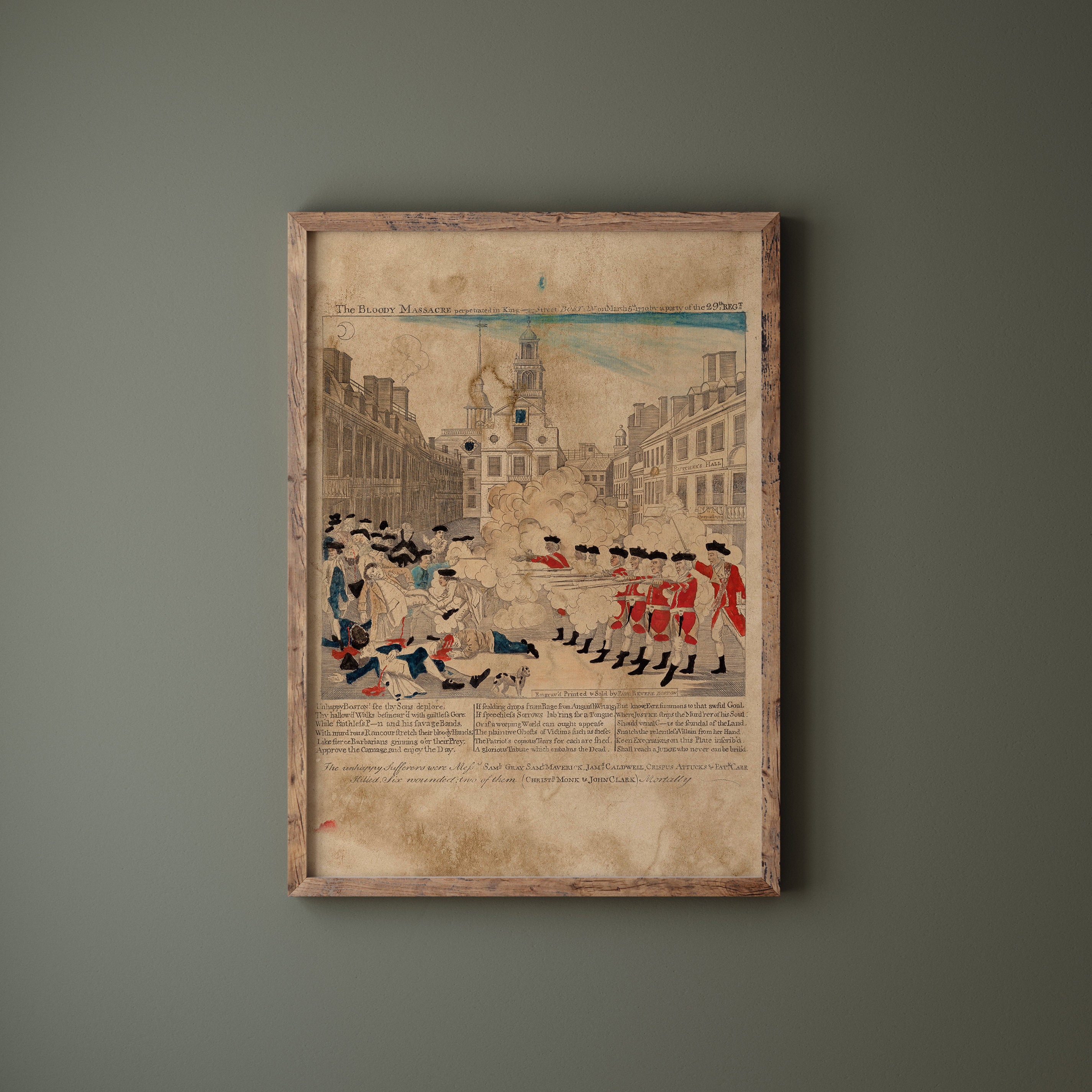 Vintage Boston Massacre Etching by Paul Revere Patriotic Wall Decor ...