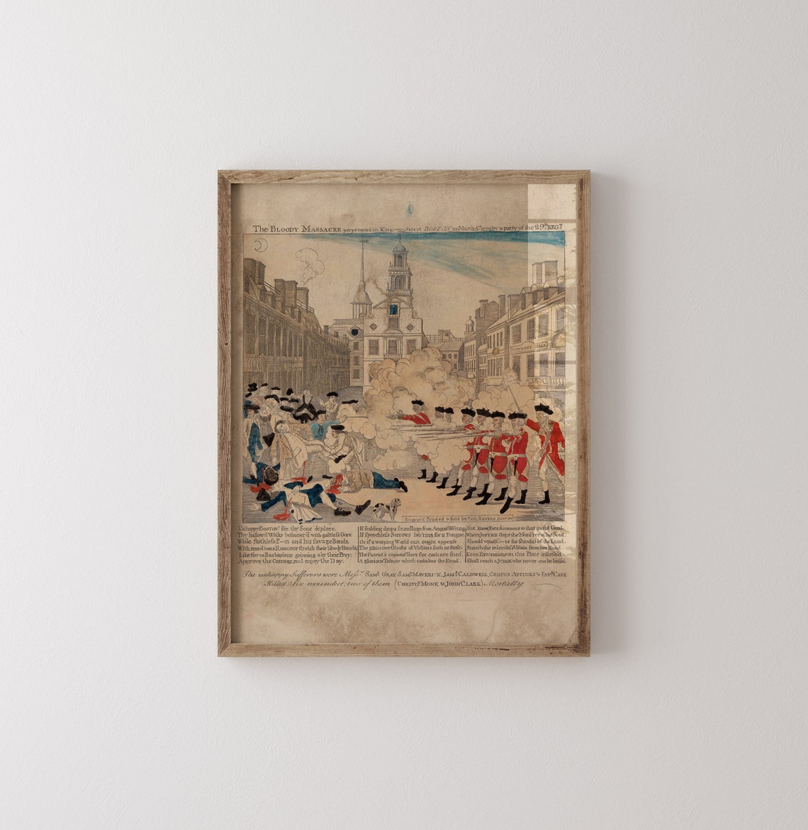 Vintage Boston Massacre Etching by Paul Revere | Patriotic Wall Decor ...