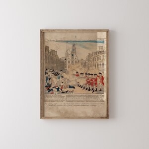Vintage Boston Massacre Etching by Paul Revere | Patriotic Wall Decor ...