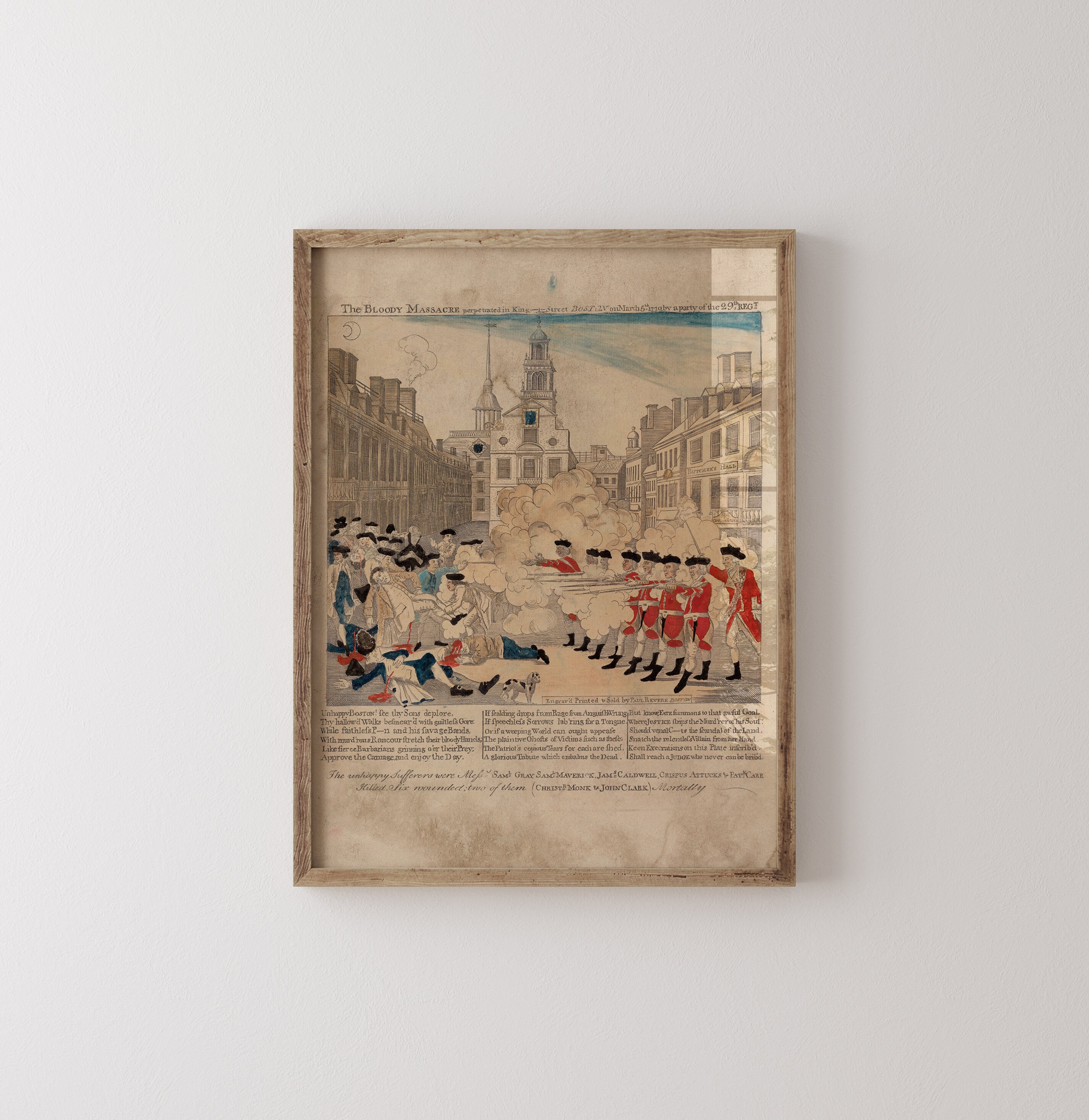 Vintage Boston Massacre Etching by Paul Revere Patriotic Wall Decor ...