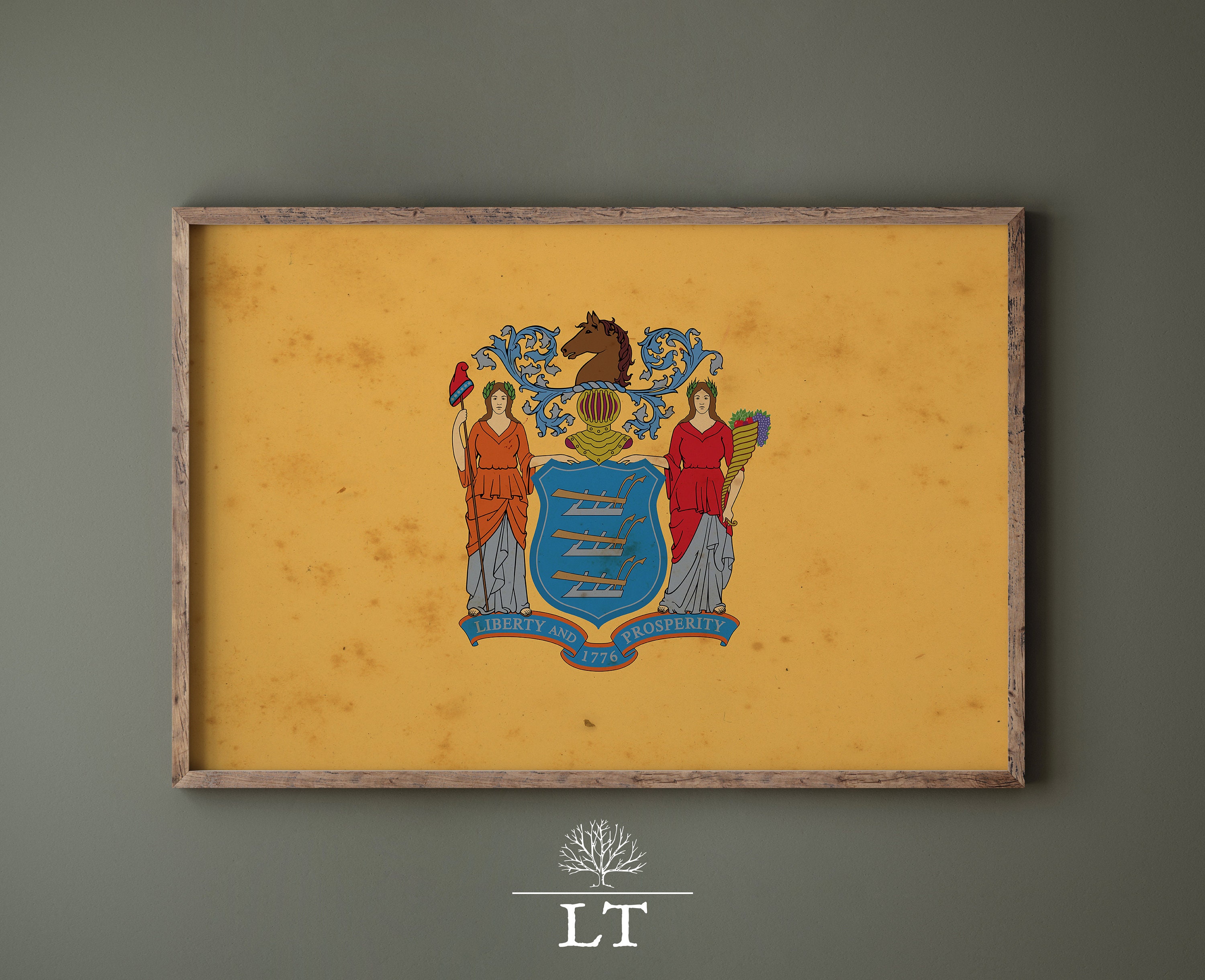 New Jersey State Flag Vintage Printable Art, New Jersey State Flag ...