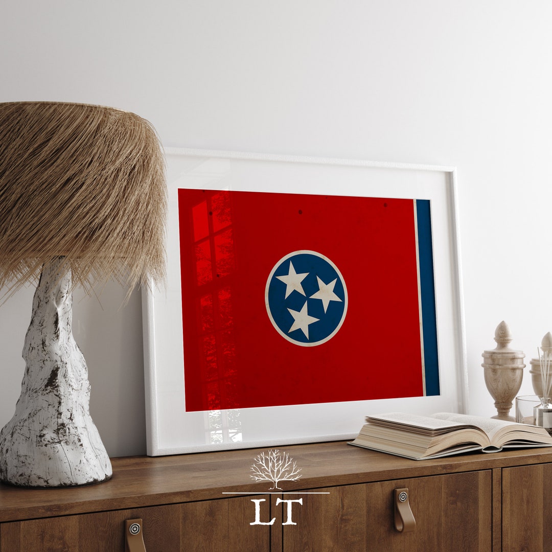Vintage Tennessee State Flag Print, Tennessee Flag Print, Vintage State ...