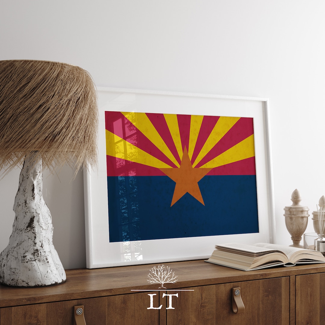Arizona State Flag Printable Vintage Flag Printable Patriotic Wall Art ...