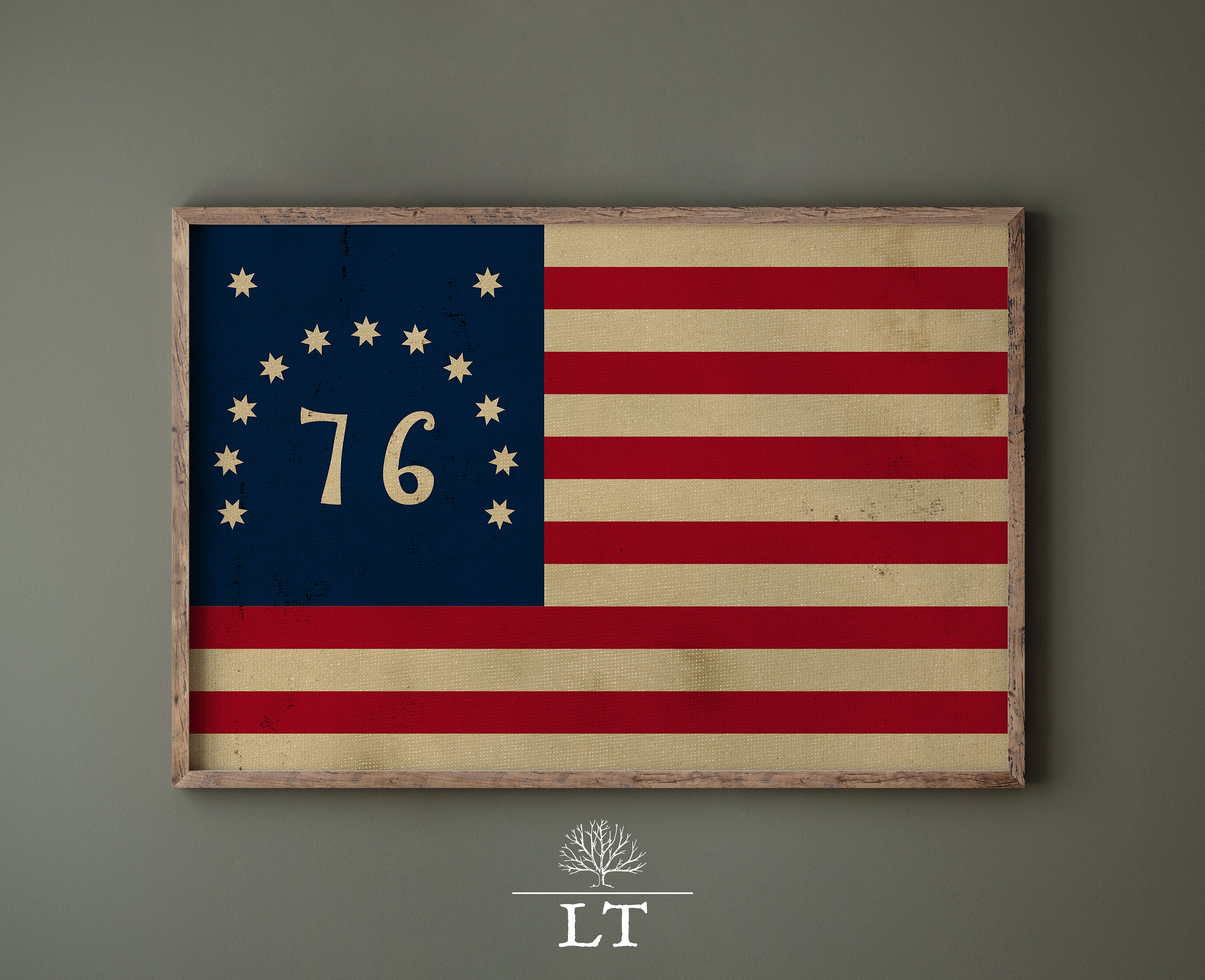 Vintage American Flag Printable Bennington Flag 76 American - Etsy