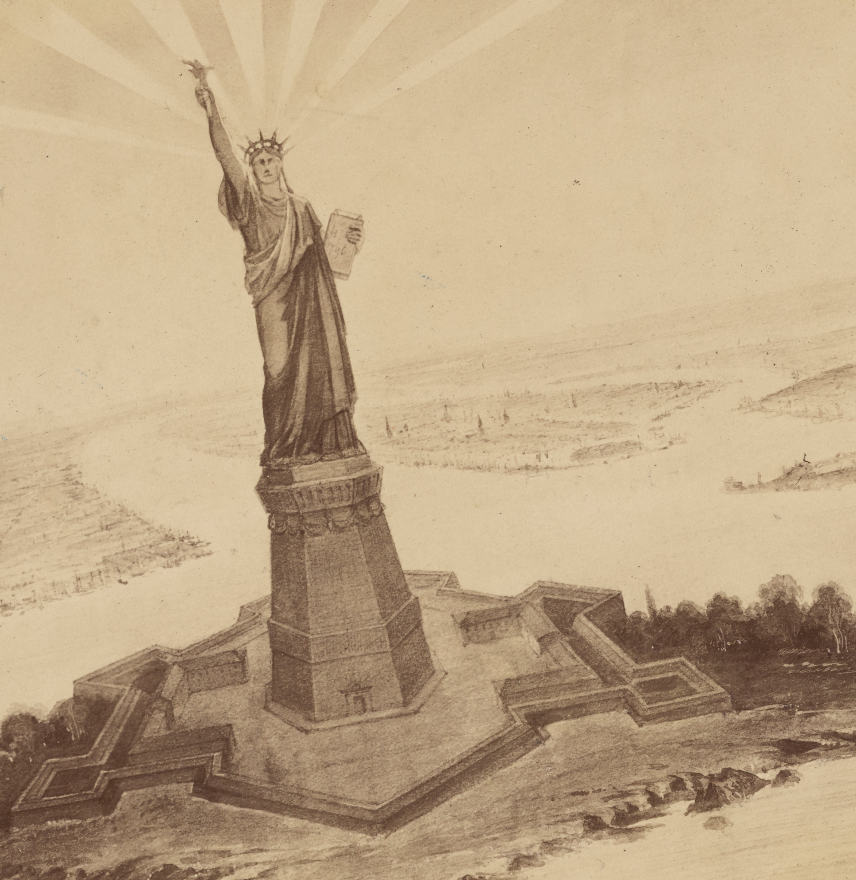 Vintage 1800s Statue of Liberty Drawing, Patriotic Vintage Printable ...