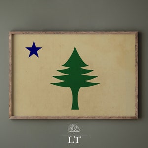 Maine State Pine Tree Flag Vintage Printable Art, Maine State Flag ...