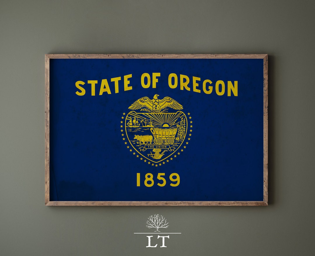 Oregon Flag, Vintage Oregon State Flag Print, Oregon Flag Print ...