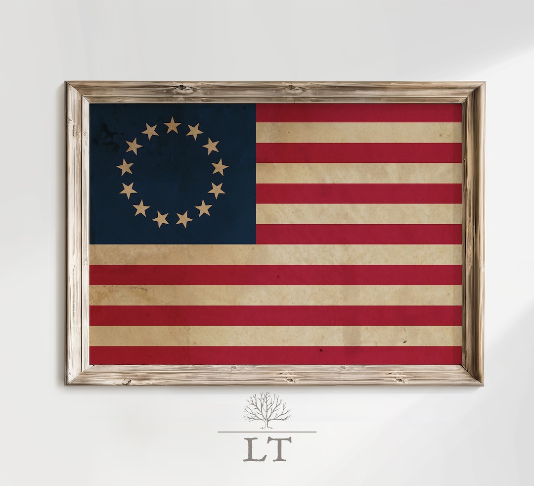 Vintage Betsy Ross Flag Print, Patriotic Printable, Vintage Style July ...