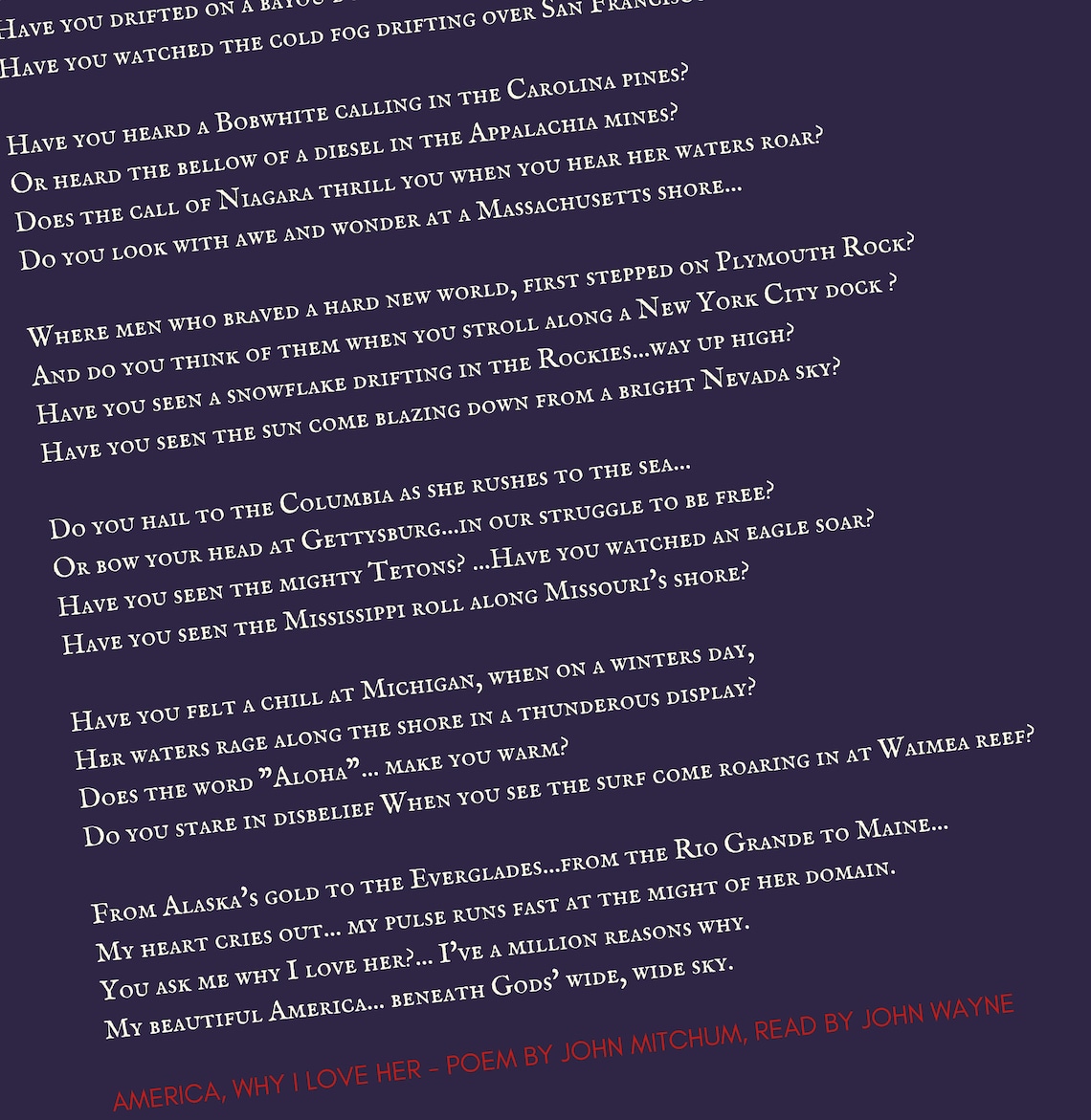 America, Why I Love Her | Patriotic Poem | John Wayne | Americana ...