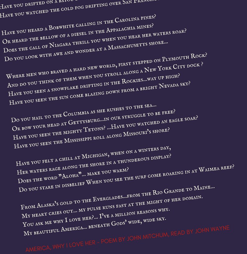 America, Why I Love Her | Patriotic Poem | John Wayne | Americana ...