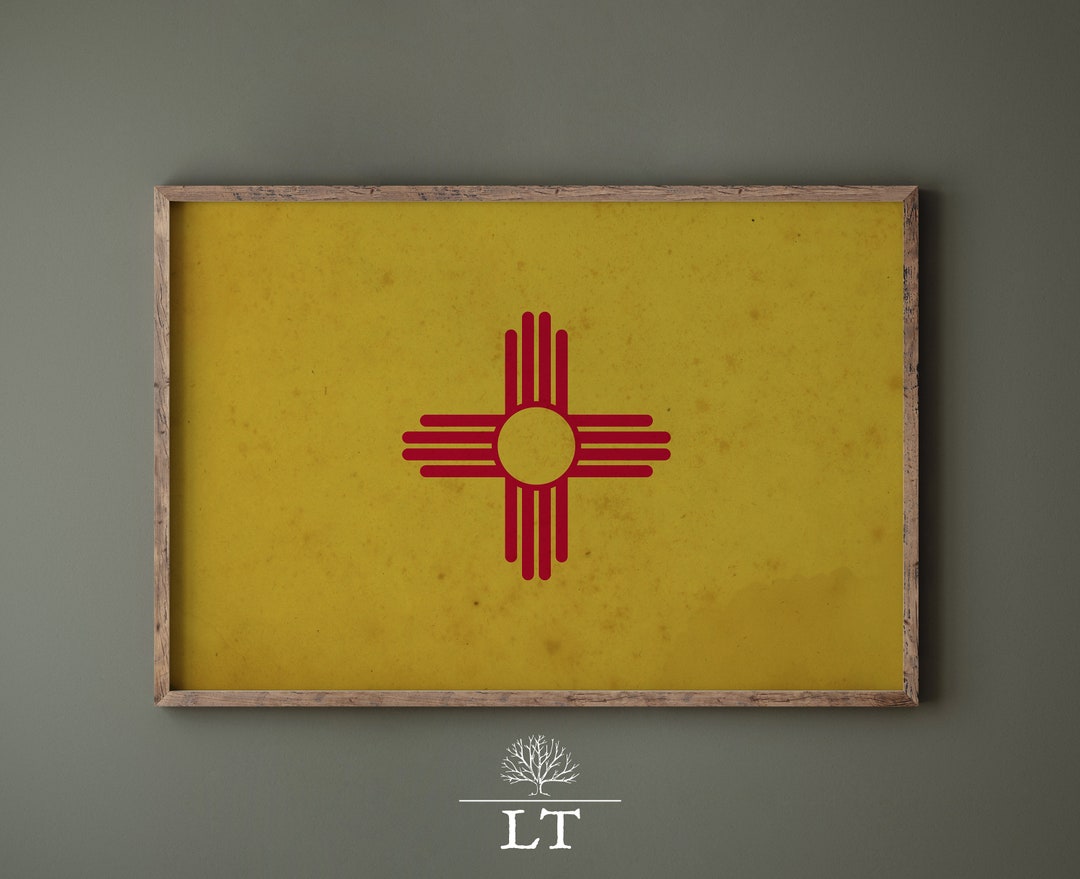 Vintage New Mexico State Flag Print, New Mexico Flag Print, Vintage ...