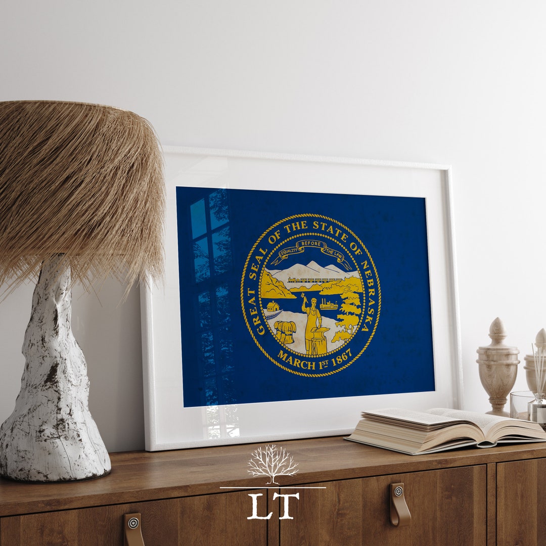 Nebraska State Flag Vintage Printable Art, Nebraska State Flag Print ...