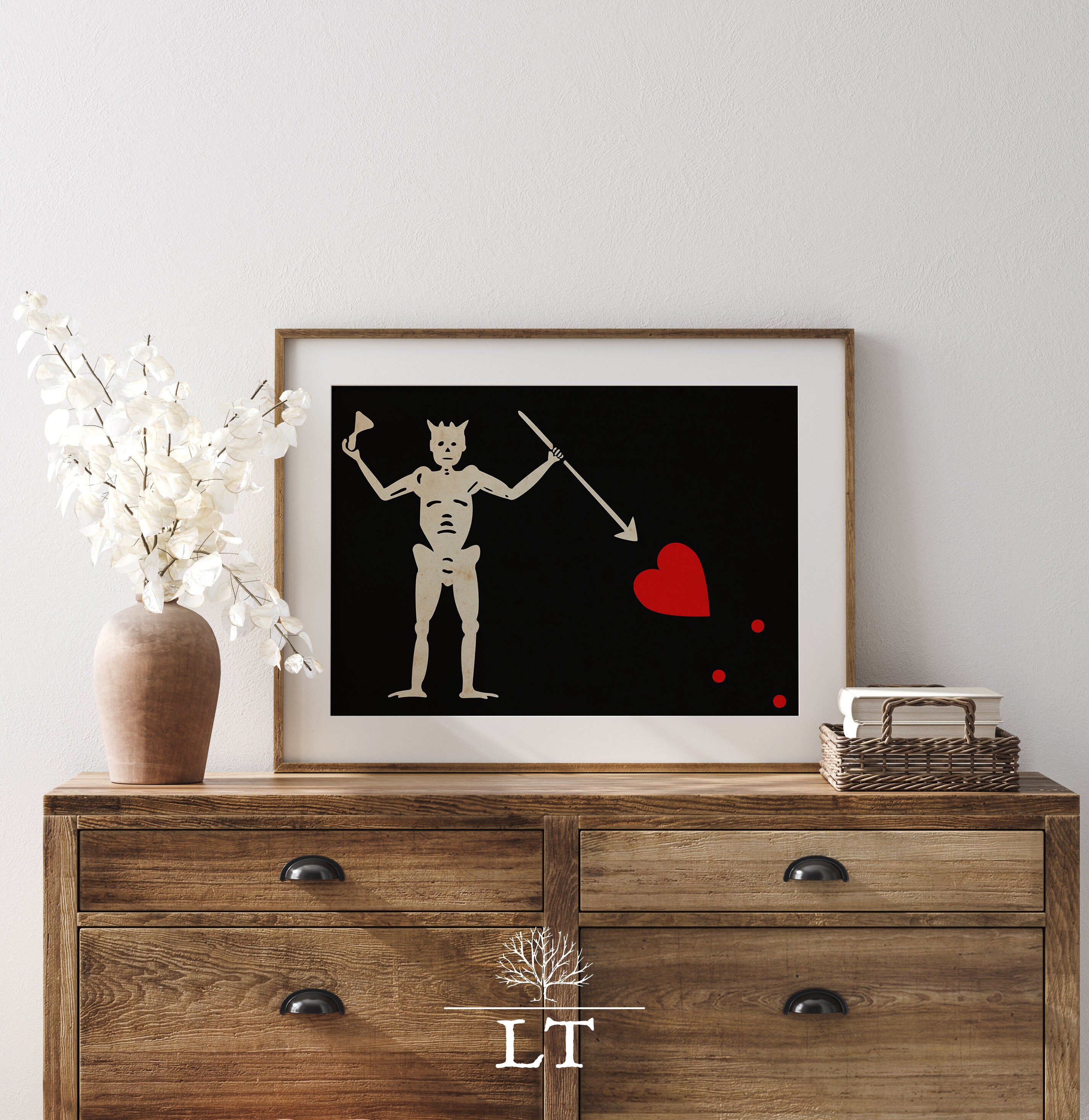 Blackbeards Jolly Roger Flag Printable Wall Decor Vintage Pirate Flag ...