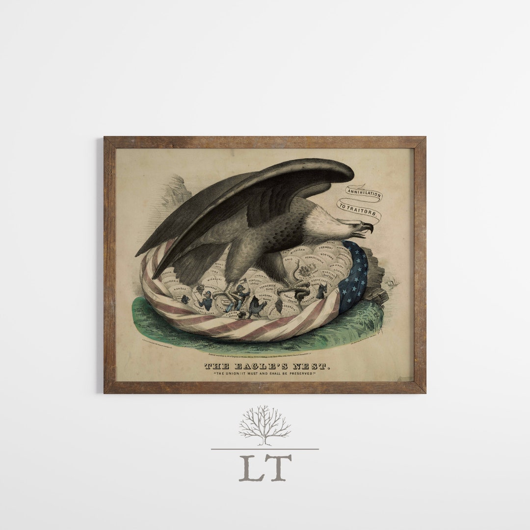 Vintage American Eagle Political Illustration Civil War Wall Art ...