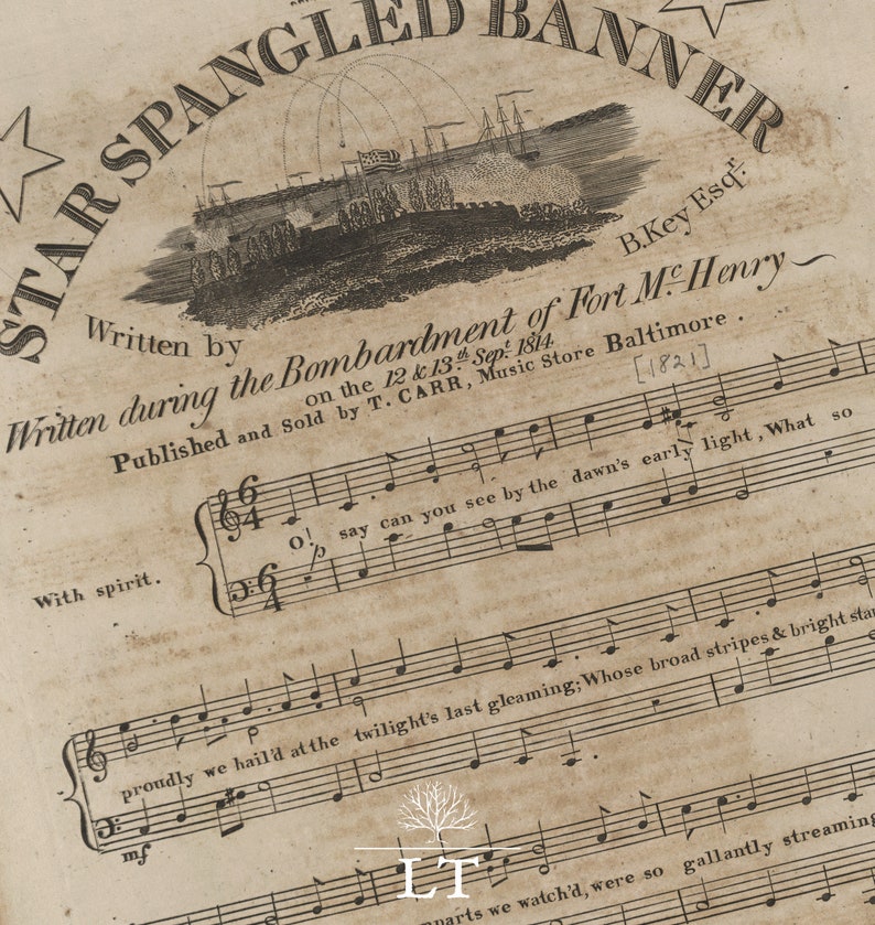 Star Spangled Banner Music Sheets Two Page Music Print - Etsy