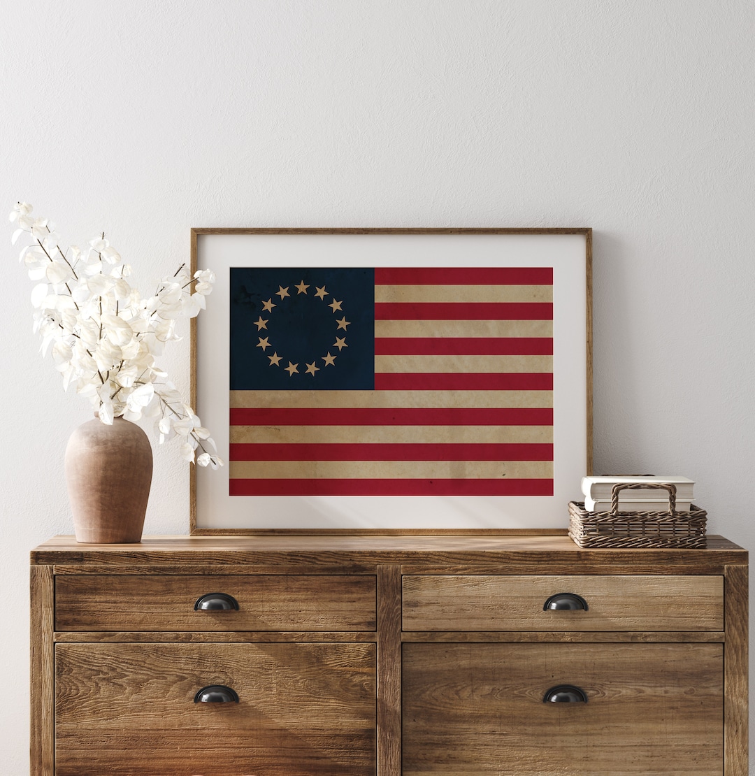 Vintage Betsy Ross Flag Print, Patriotic Printable, Vintage Style July ...