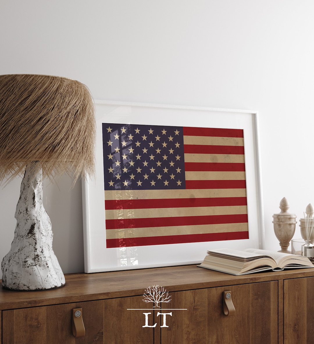 Vintage American Flag Printable, American Flag Decor, US Flag Print ...