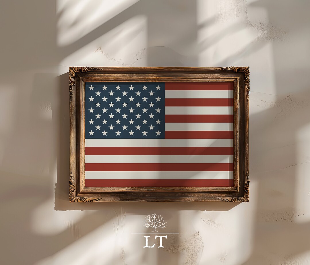 American Flag Printable, US Flag Print, American Flag in Muted Colonial ...