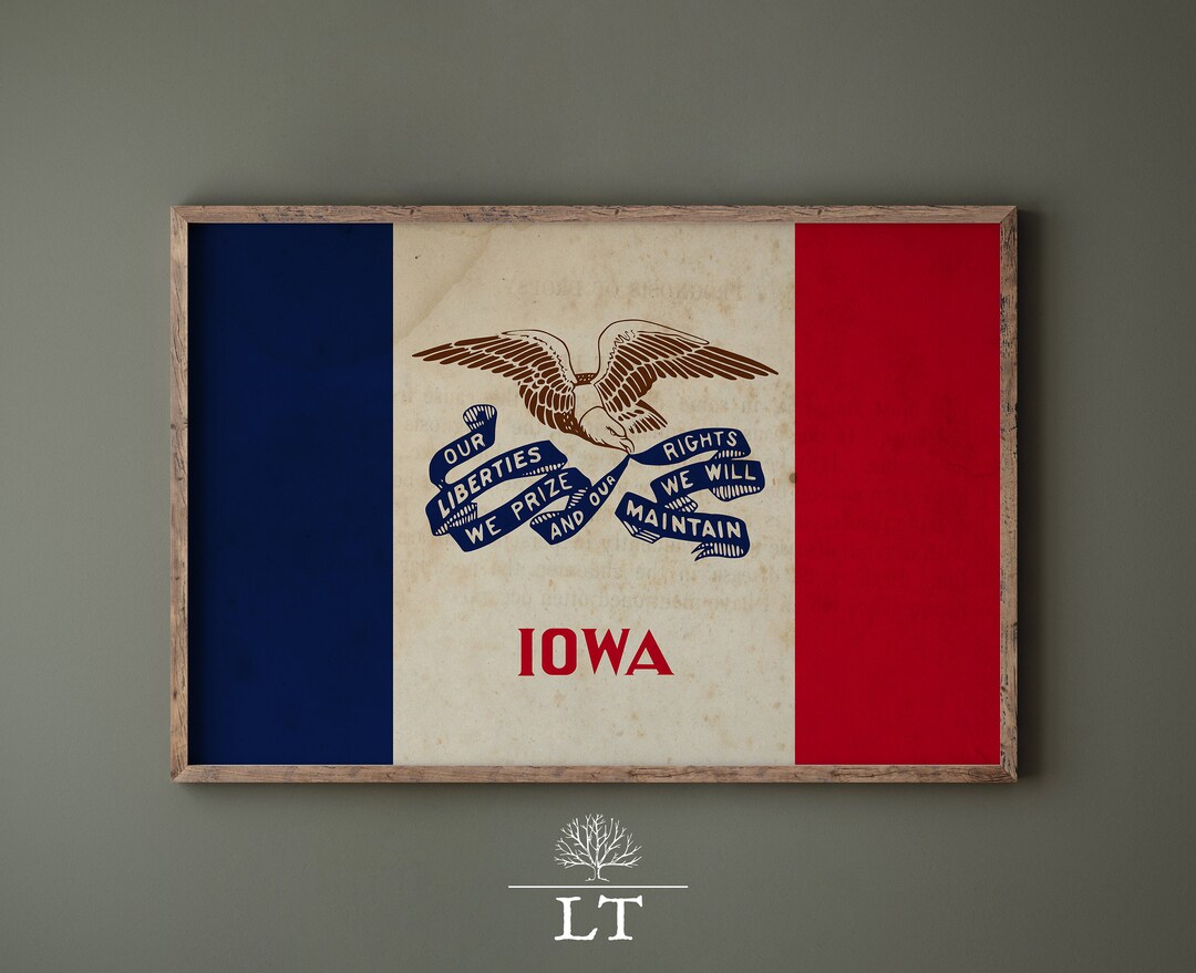 Iowa State Flag Vintage Printable Art, Iowa State Flag Print, Vintage ...