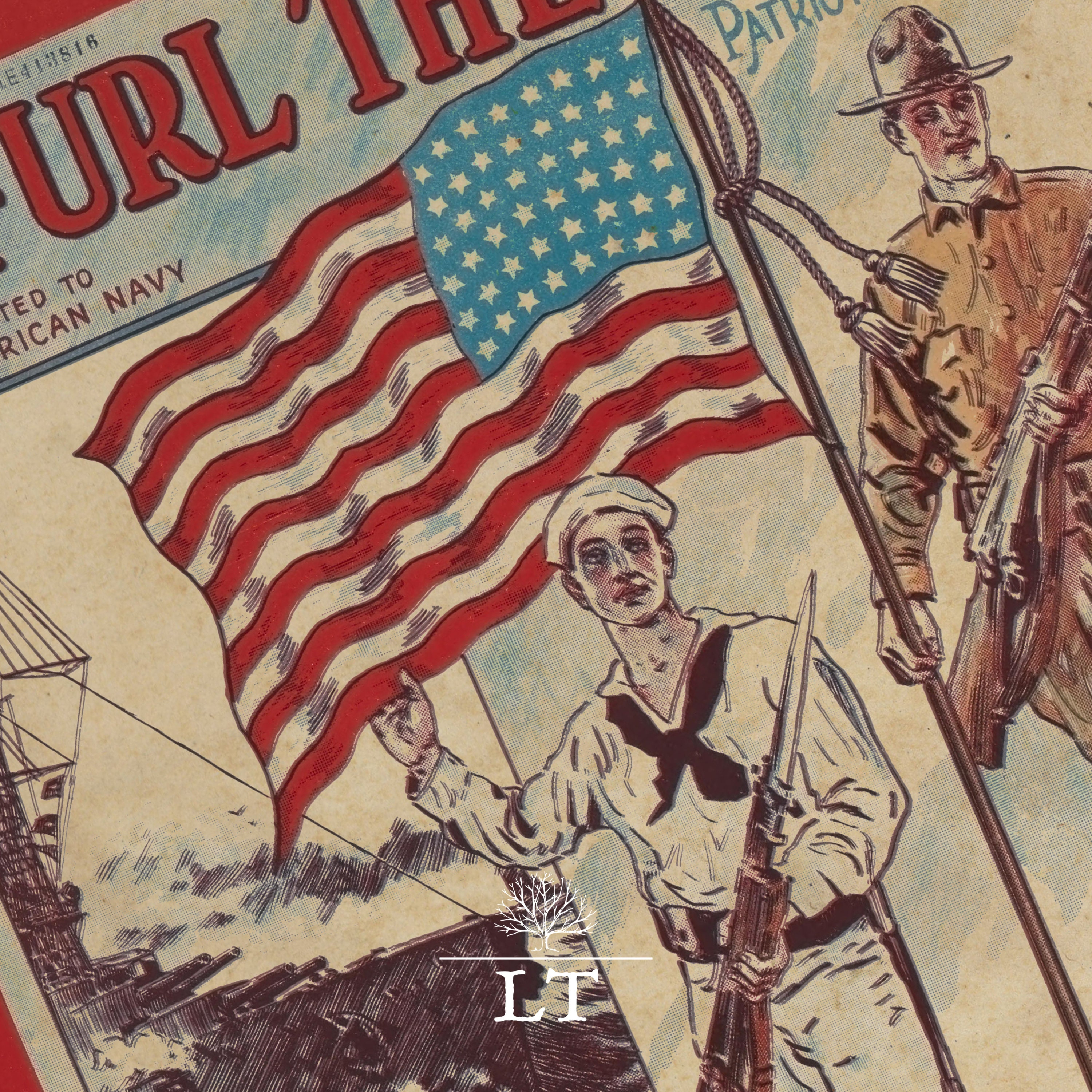 Vintage Patriotic Navy Music Cover Art, American Flag, Patriotic ...