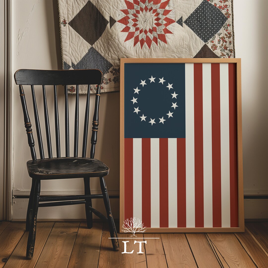 Colonial Betsy Ross Flag Print, Vertical Hanging Betsy Ross Flag ...