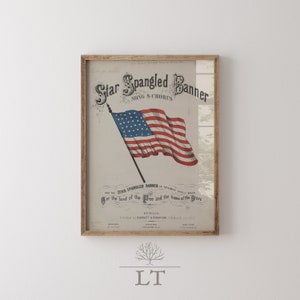 Natural Vintage Star Spangled Banner Print for Patriotic Wall Decor ...