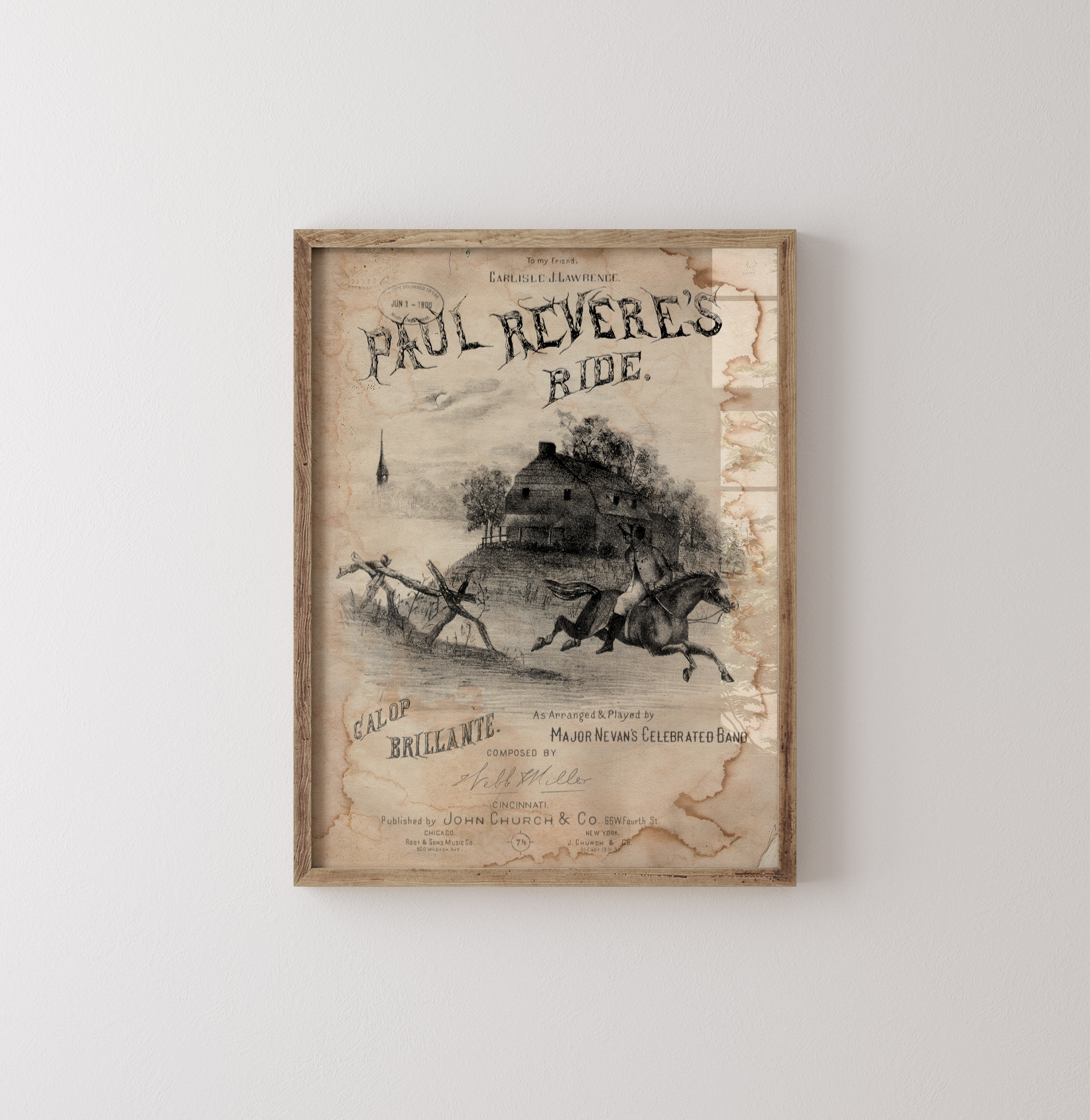 Vintage Americana Print Paul Reveres Ride Authentic Music Cover Art ...