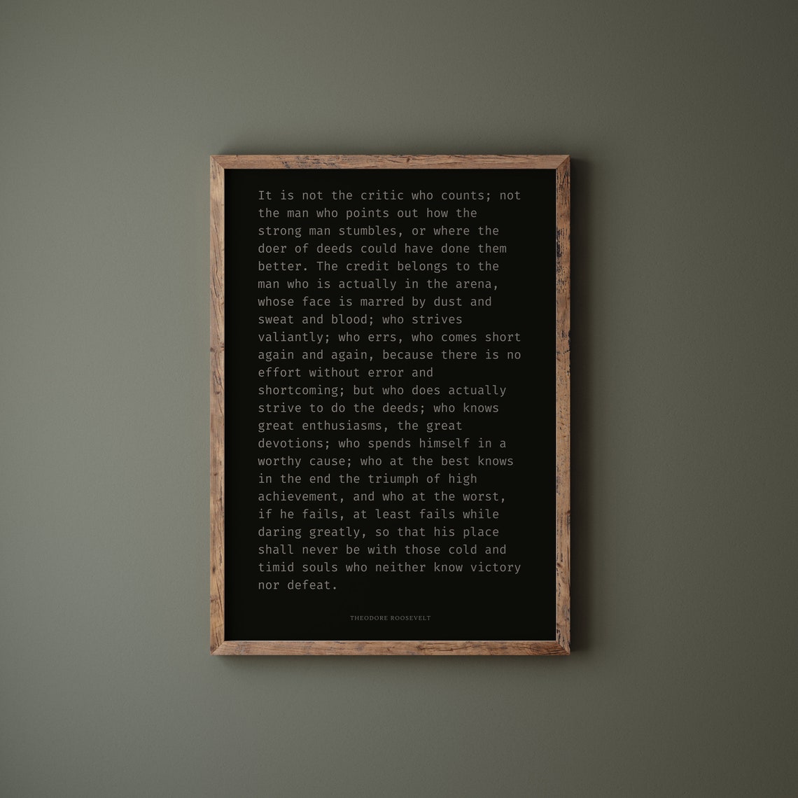 Teddy Roosevelt Quote Man in the Arena Quote American Wall Art ...