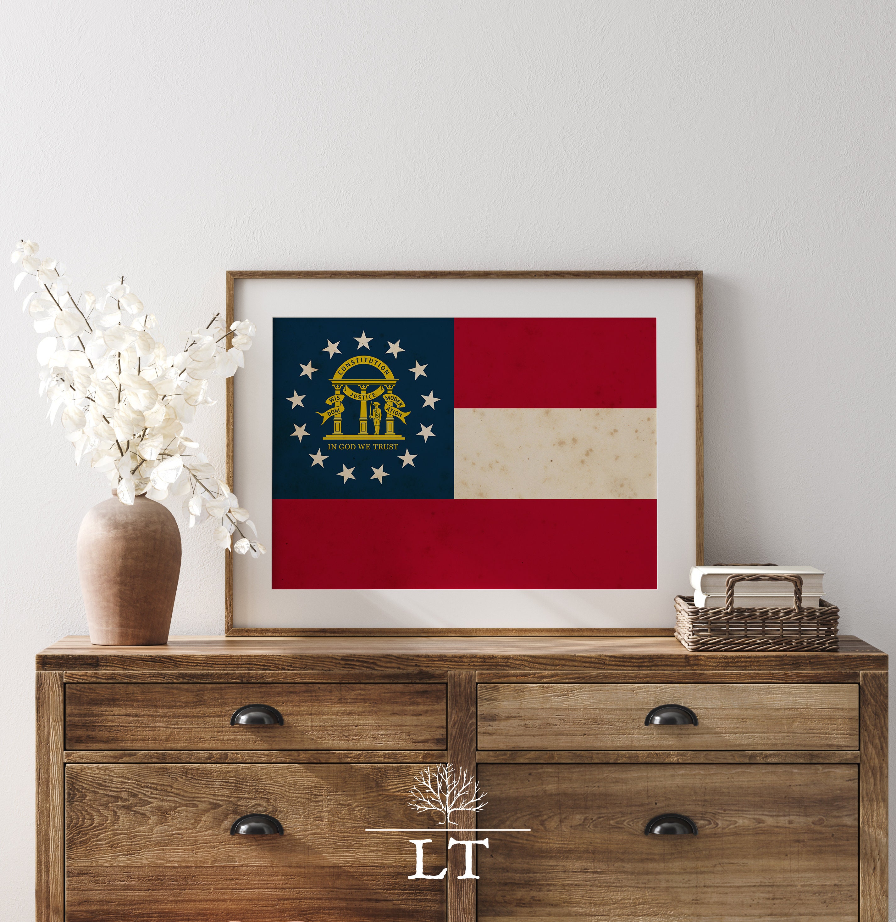 Vintage Georgia State Flag Printable Wall Art Georgia State - Etsy