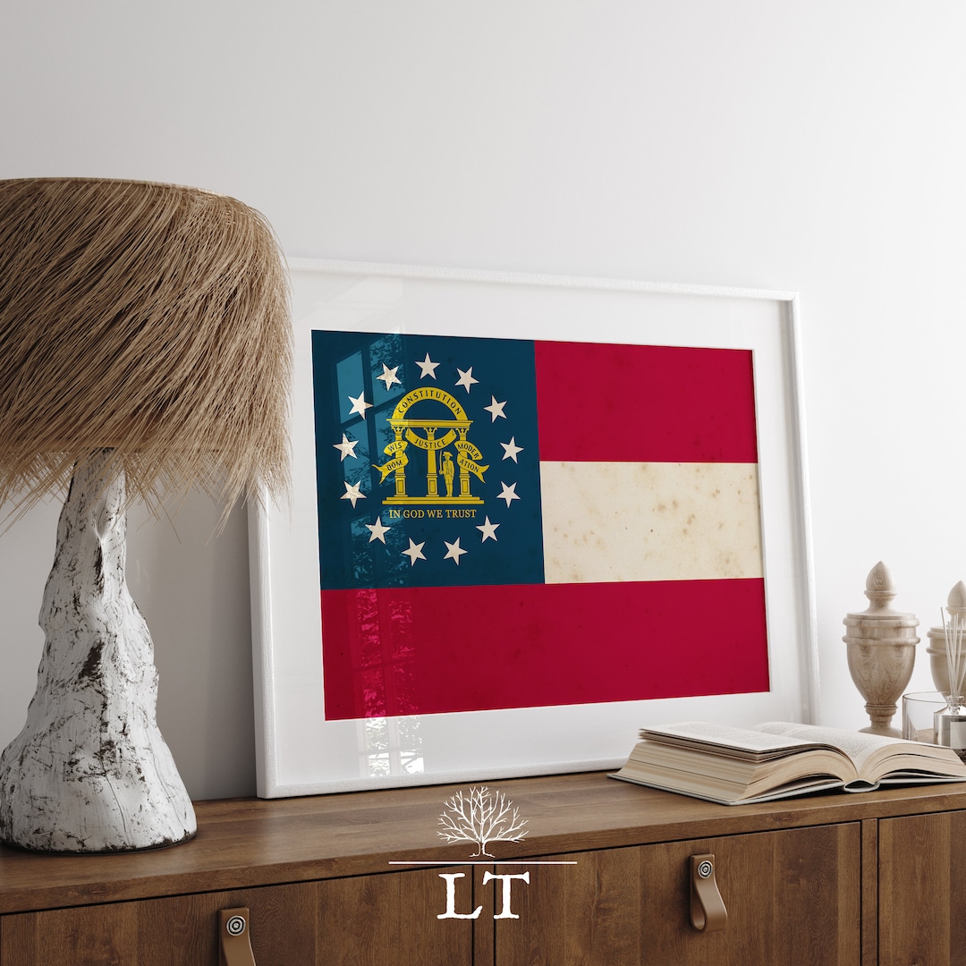 Vintage Georgia State Flag Printable Wall Art, Georgia State Flag Print ...