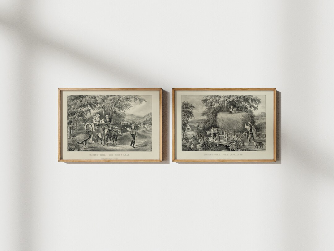 Autumn Themed Two Print Set Printable Currier and Ives Harvest Time ...