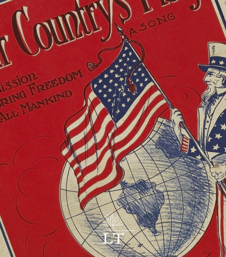 Vintage Patriotic Song Cover Art, Our Country's Flag, Antique Americana ...