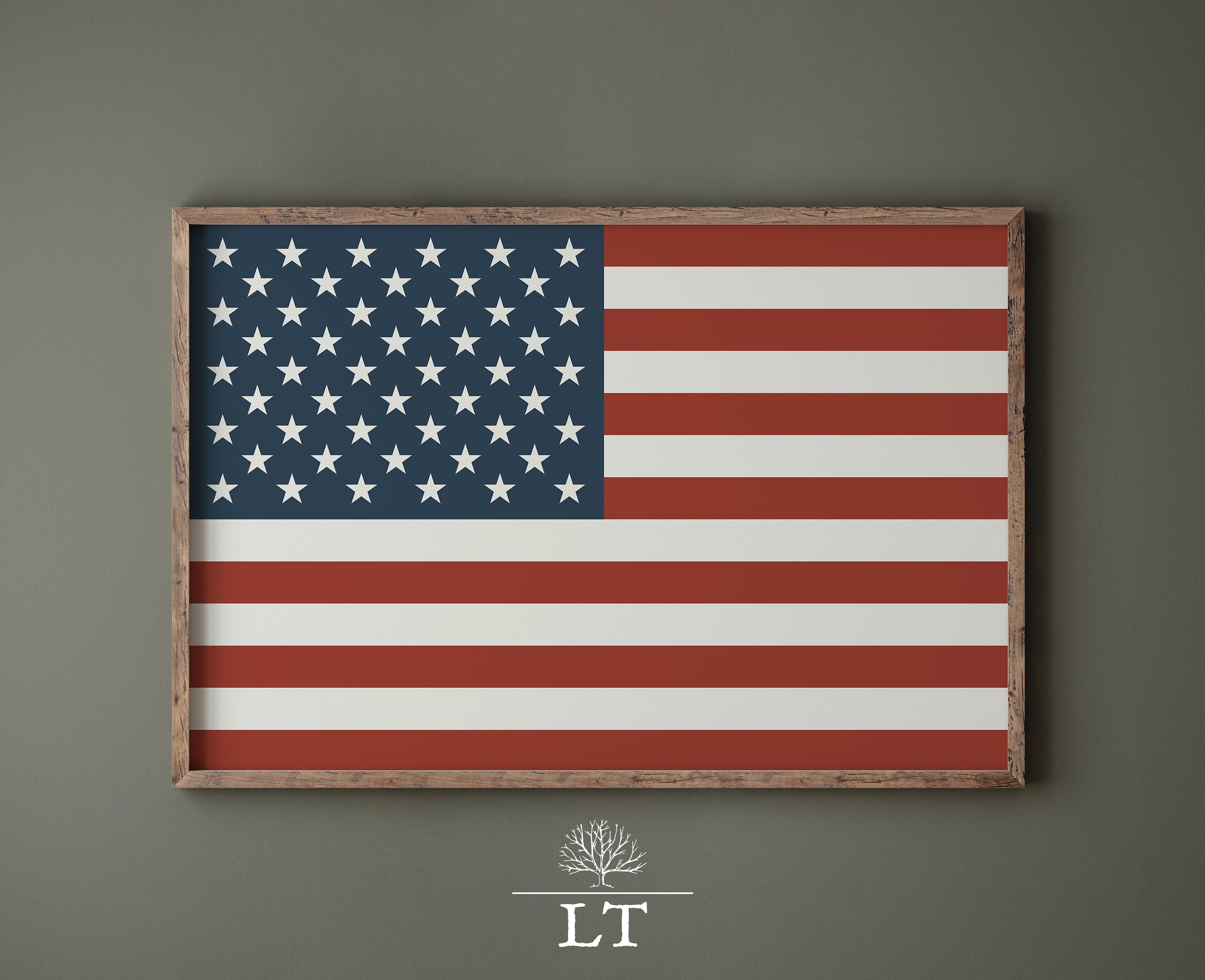 American Flag Printable, US Flag Print, American Flag in Muted Colonial ...