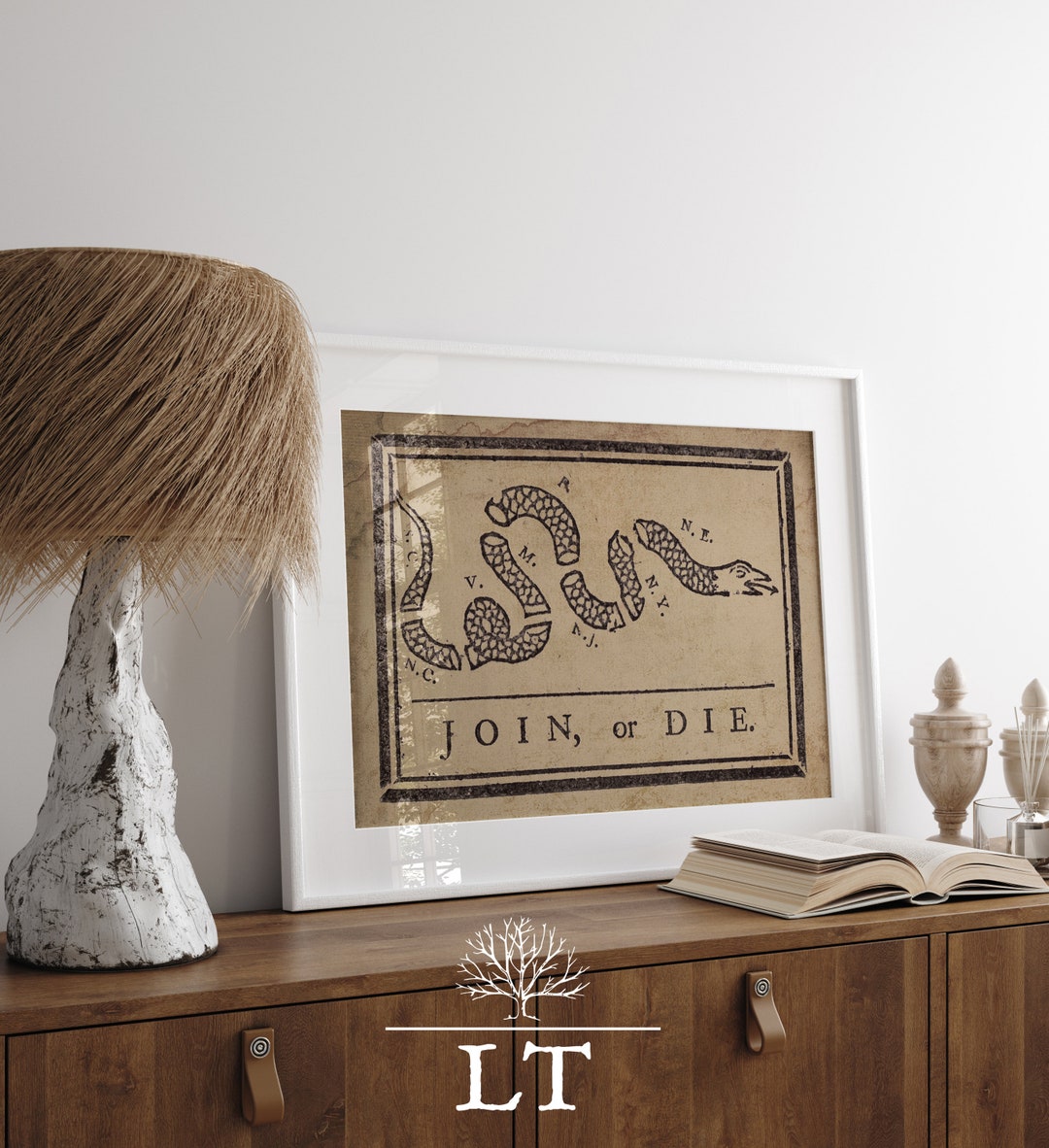 Join or Die Flag Vintage Patriotic Art Print by Benjamin Franklin ...