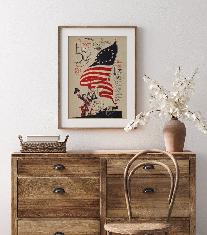 Vintage Patriotic Poster | Flag Day Printable | Vintage Americana Print ...