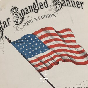 Natural Vintage Star Spangled Banner Print for Patriotic Wall Decor ...